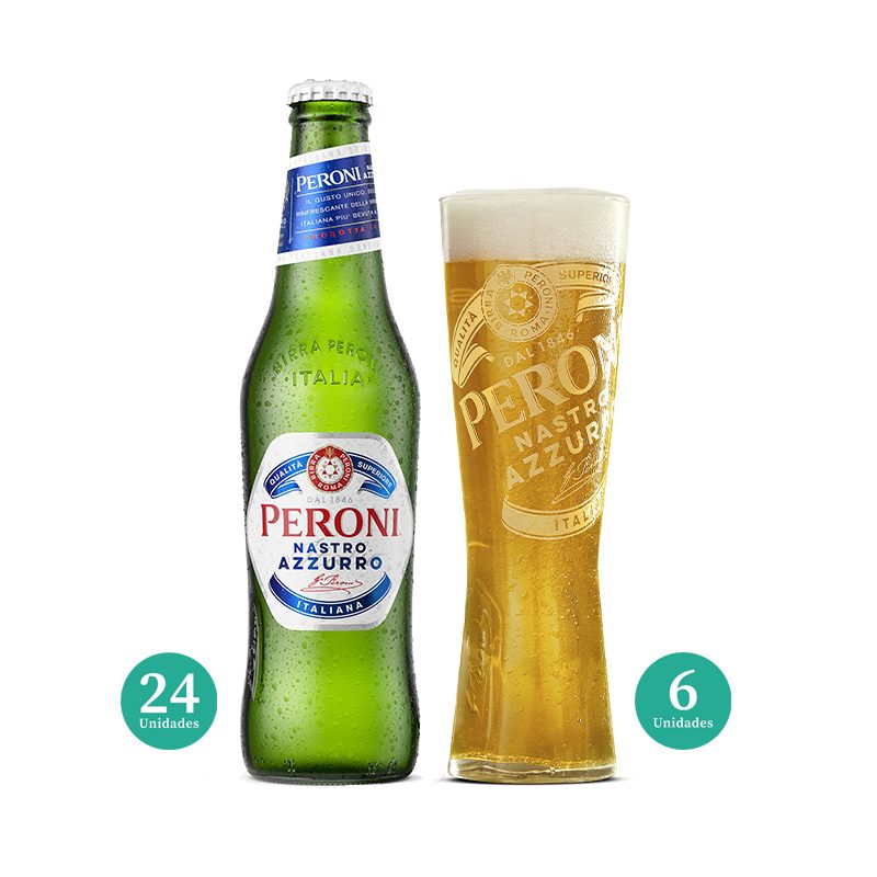 Pack Cerveza Peroni 330cc x 24 + 6 Vasos - Santa Rita
